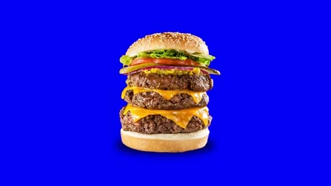 Burger Animation restaurant menu on blue... | Stock Video | Pond5