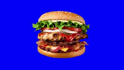 Burger Animation restaurant menu on blue... | Stock Video | Pond5