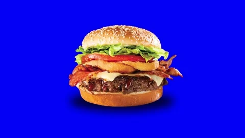 Burger Animation restaurant menu on blue... | Stock Video | Pond5