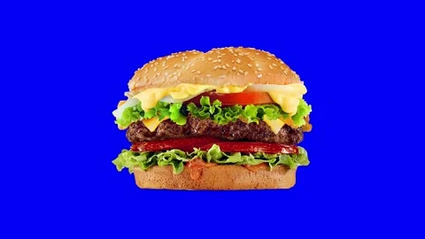 Burger Animation restaurant menu on blue... | Stock Video | Pond5