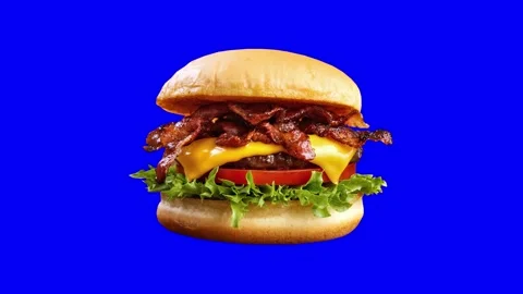Burger Animation restaurant menu on blue... | Stock Video | Pond5