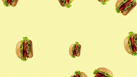 Burger flat animation color background | Stock Video | Pond5
