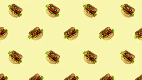 Burger flat animation color background | Stock Video | Pond5