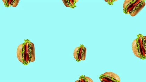 Burger flat animation color background | Stock Video | Pond5