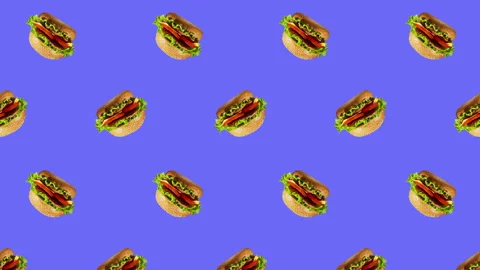 Burger flat animation color background | Stock Video | Pond5