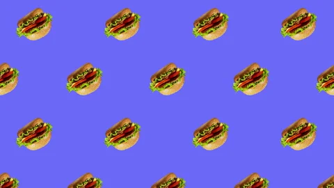 Burger flat animation color background | Stock Video | Pond5