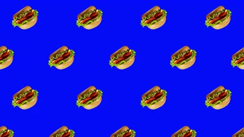Burger flat animation color background | Stock Video | Pond5
