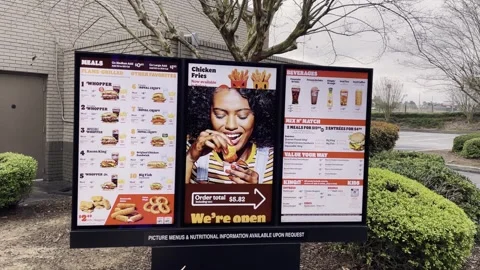 Burger King drive thru digital menu on a... | Stock Video | Pond5