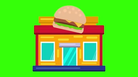 Burger restaurant building animation on ... | Stock Video | Pond5
