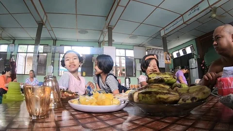 Burmese kids are wearing tanakha in Myan... | Stock Video | Pond5