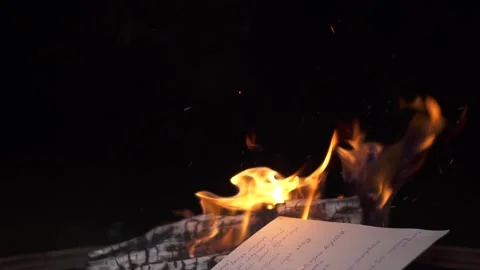 burn in fire handwritten letter. burn in... | Stock Video | Pond5