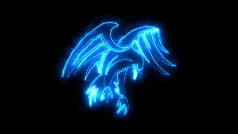 Burning Blue Neon Eagle Logo Graphic Ele... | Stock Video | Pond5