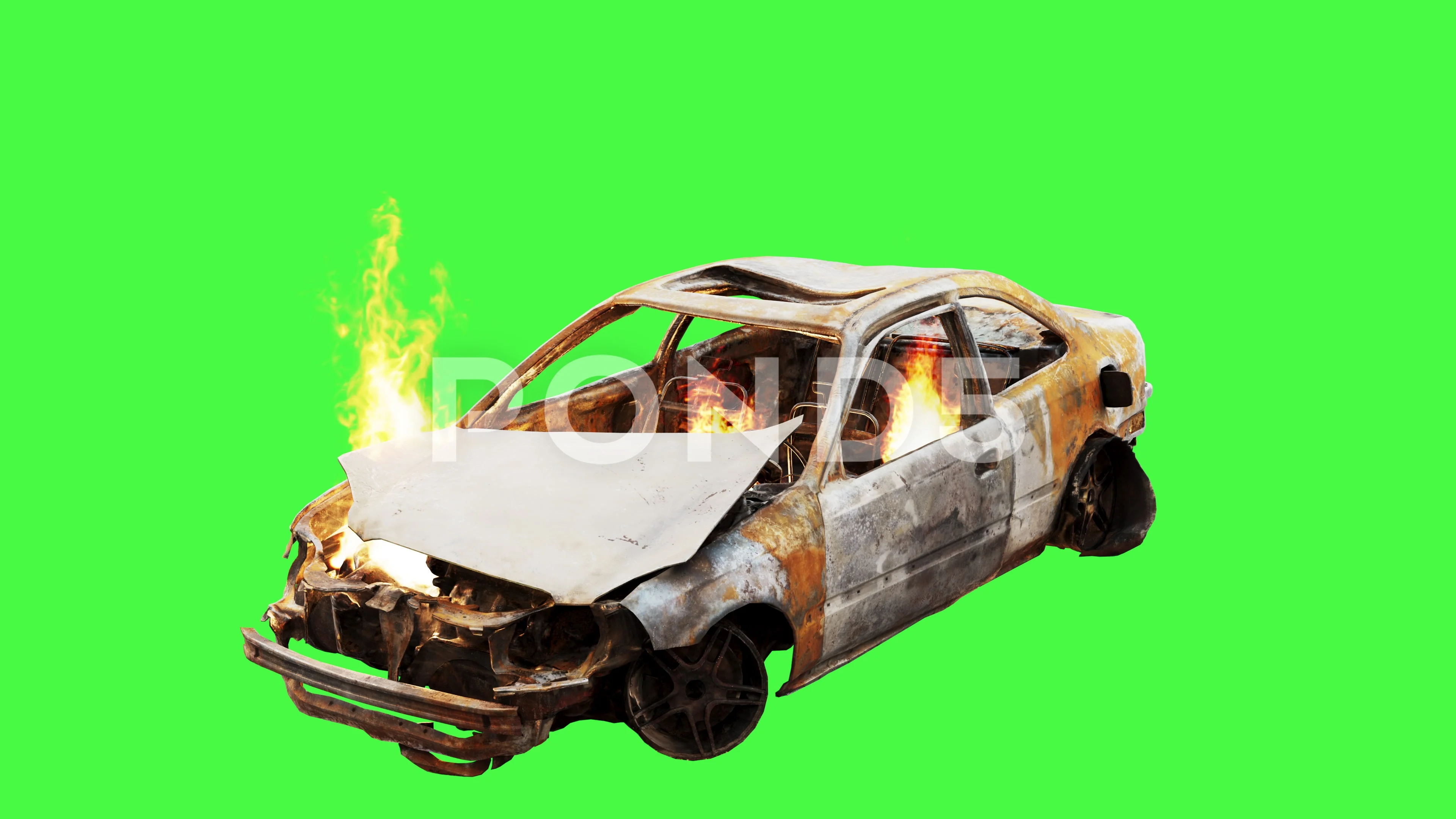 Green Car Crash (green Burning Car I)