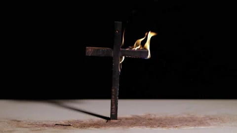 Burning cross at night | Stock Video | Pond5