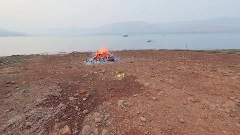 burning dead body in hindu cremation fun... | Stock Video | Pond5