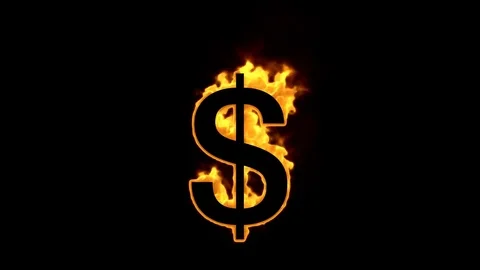 Burning dollar sign isolated on black ba... | Stock Video | Pond5