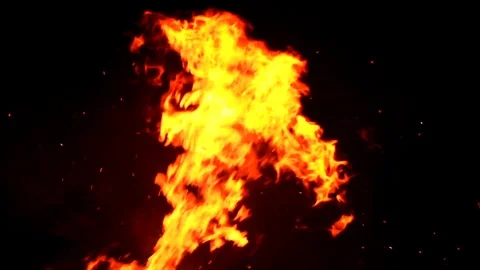 Burning fire. Big Fire flames with flyin... | Stock Video | Pond5