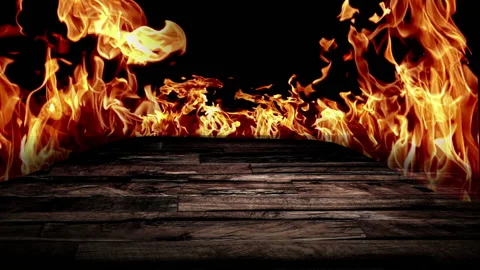 Burning fire flame over wood on black ba... | Stock Video | Pond5