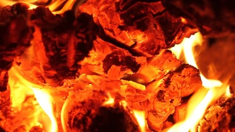 Burning fire at night, campfire bonfire,... | Stock Video | Pond5