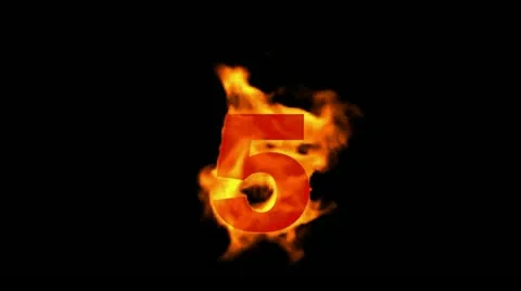 burning fire numbers 5. | Stock Video | Pond5