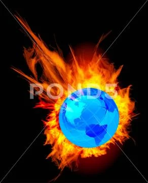 Burning globe earth Burning globe earth vector illustration on black ...