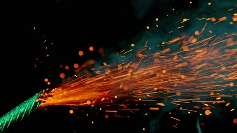 Burning inflammable wick with sparks on ... | Stock Video | Pond5