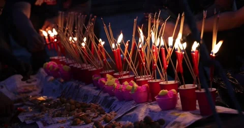 Burning for joss paper sticks fire flame... | Stock Video | Pond5