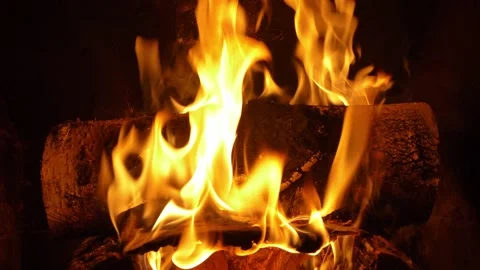 Burning Log Fire Flames in Fireplace Clo... | Stock Video | Pond5