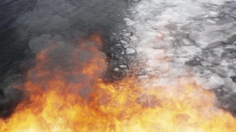 Burning Melting Sea Ice Fire - Global Wa... | Stock Video | Pond5