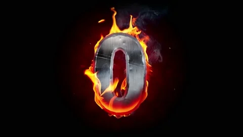 Burning metallic number. Fiery font. Rea... | Stock Video | Pond5