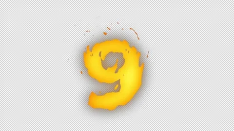 Burning Number 9, Fire Alphabet Animatio... | Stock Video | Pond5