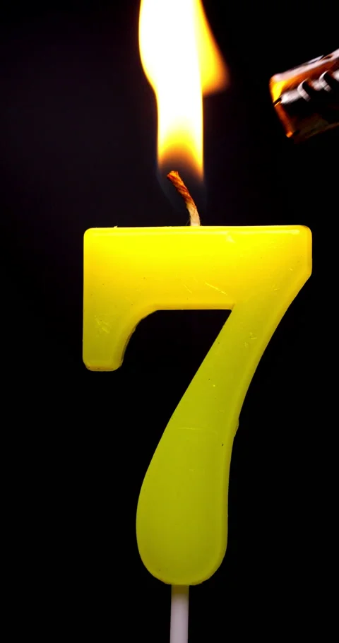 Burning number seven birthday candle wit... | Stock Video | Pond5