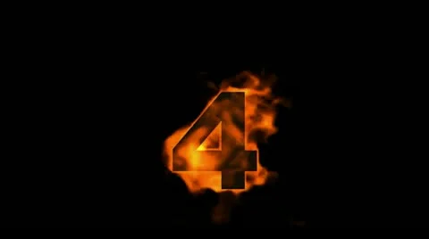 burning numbers 4,fire on black backgrou... | Stock Video | Pond5