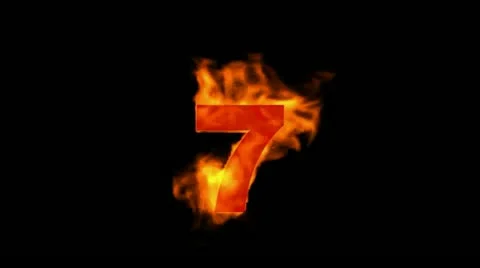 burning numbers 7,fire. | Stock Video | Pond5