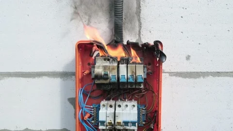 Burning switchboard from overload or sho... | Stock Video | Pond5