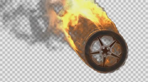 burning wheel rendered in PNG with alpha... | Stock Video | Pond5