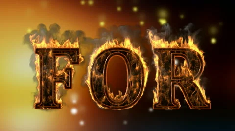 for . burning word on glowing background | Stock Video | Pond5