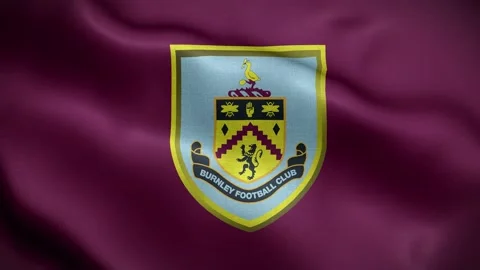 Burnley FC England Red Wine Logo Flag Lo... | Stock Video | Pond5