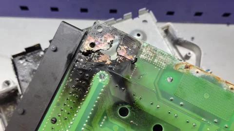 burnt electronic board. Microcircuits, r... | Stock Video | Pond5