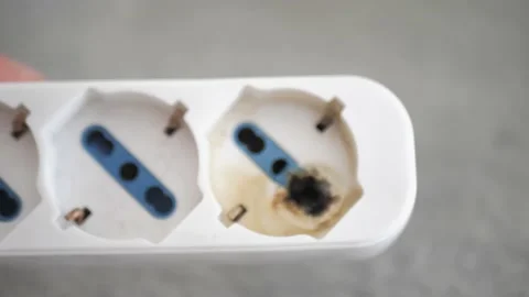 burnt-out electrical extension cord, Ele... | Stock Video | Pond5