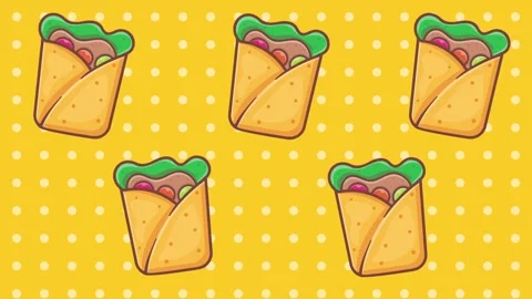 Burrito food animation background seamle... | Stock Video | Pond5