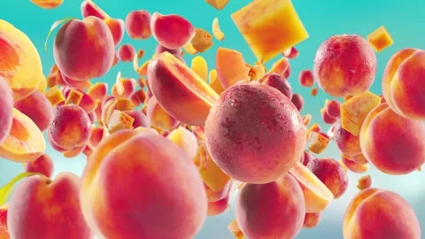 Burst of Peach Peaches Slices in Beach T... | Stock Video | Pond5
