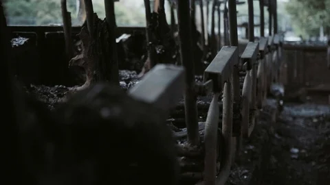 Bus after the fire. Explosion of a bomb ... | Stock Video | Pond5