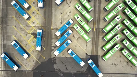 Bus depot aerial background. Bus station... | Stock Video | Pond5