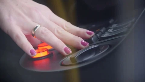 Bus door button switched by driver | Stock Video | Pond5