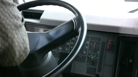 Bus Driver at Steering Wheel | Stock Video | Pond5