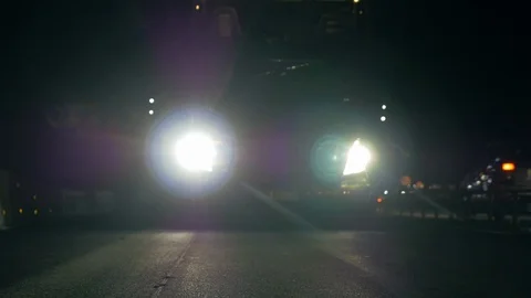 Bus Headlights Lens Flare on Highway | Stock Video | Pond5