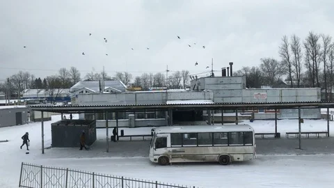 bus pulled up to the suburban bus statio... | Stock Video | Pond5
