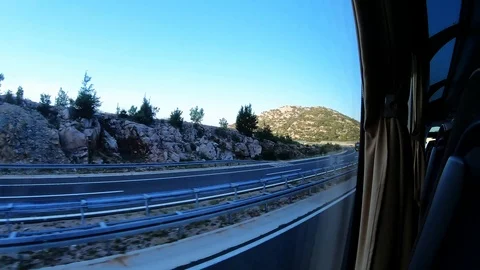 Bus Ride On A Highway Trough Coastal Cro... | Stock Video | Pond5