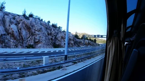 Bus Ride On A Highway Trough Coastal Cro... | Stock Video | Pond5